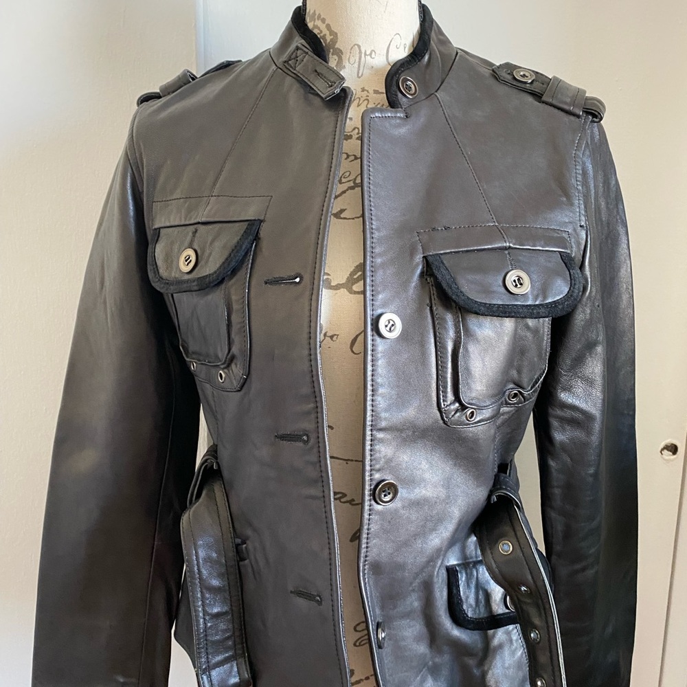 Knoles & Carter Belted Leather Jacket - Gem
